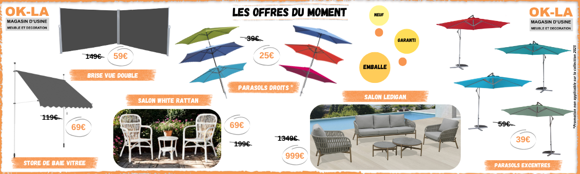 OK-LA magasin de meuble et déco pas cher. Qualité, arrivages et promos.