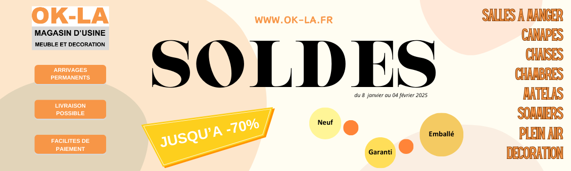 OK-LA magasin de meuble et déco pas cher. Qualité, arrivages et promos.